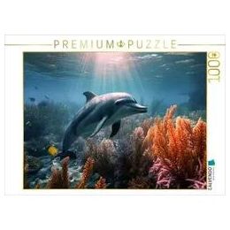 Calvendo Puzzle Delfine, am Meeresgrund 1000 Teile Lege-Gr&ouml;&szlig;e 64x48cm Foto-Puzzle f&uuml;r gl&uuml;ckliche Stunden