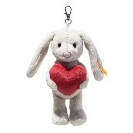 Steiff 11206 - Anh&auml;nger Hoppie Hase Love, hellgrau/rot, Pl&uuml;sch-Schl&uuml;sselanh&auml;nger mit Herz, 15 cm