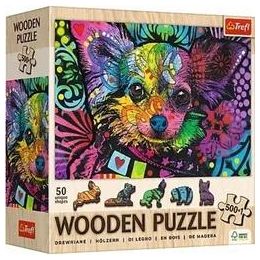 Holz Puzzle 500+1 - Bunter Welpe