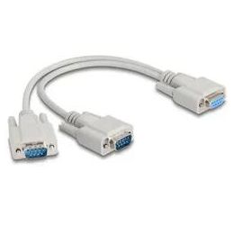 Delock 67160 VGA Adapter [1x D-SUB-Buchse 9pol. - 2x D-SUB-Stecker 9pol.] Beige 0.30m