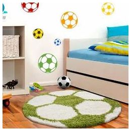 Kinderteppich Ayyildiz TEPPICHE "Fun 6001" Gr. 10, gr&uuml;n, H:30mm &Oslash;:120cm, Kunstfaser, Teppiche, Kinderteppich, robuster Kurzflor, Fussball, Kinderzimmer