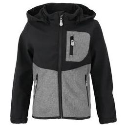 Softshelljacke ZIGZAG "Tarzan", M&auml;dchen, Gr. 140, schwarz, 100% Polyester, mehrfarbig, normal, hoch geschlossener Ausschnitt, Jacken Softshelljacke, mit getapten N&auml;hten