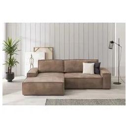 Ecksofa Home Affaire "SHERWOOD L-Form, 267 cm - OTTO. Verl&auml;ssliche Qualit&auml;t.", braun (cognac), B:267cm H:85cm T:167cm, 100% Polyester, Sofas, Ecksofa, Schlaffunktion mit Bettkasten (210x136 cm), Cord, Vintage, Samtvelours