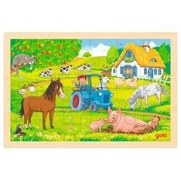 *Goki 57317 - Einlegepuzzle Bauernhof, 24-teilig, Holz, 30x20cm