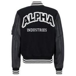 Collegejacke Alpha Industries "PU College Jacket Light", Herren, Gr. M, schwarz, Obermaterial: 100% Polyester, &Auml;rmel Obermaterial: 100% Polyurethan, Futter: 100% Nylon, Jacken Collegejacke