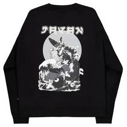 Sweater Alpha Industries "Japan Wave Warrior Sweatshirt", Herren, Gr. S, schwarz-wei&szlig; (schwarz, wei&szlig;), Obermaterial: 70% Baumwolle, 30% Polyester, normal, Sweatshirts Sweater