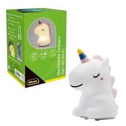 Idena LED Nachtlicht Einhorn mit Fernbedienung wei&szlig; 14cm USB Lithium Ionen Akku