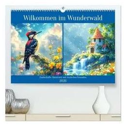 Calvendo Willkommen im Wunderwald. Zauberhafte Abenteuer mit tierischen Freunden (hochwertiger Premium Wandkalender 2026 DIN A2 quer), Kunstdruck in Hochglanz