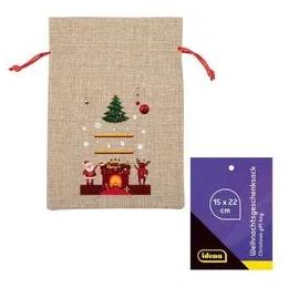Idena Weihnachtsgeschenksack Tannenbaum Kamin 15x22cm