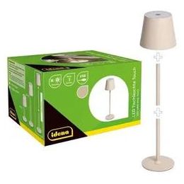 Idena LED Tischleuchte Touch Metall beige 11x24/38cm Akku USB dimmbar 3 Modi Innen und Au&szlig;en