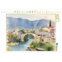 Calvendo Puzzle Br&uuml;cke und Altstadt Mostar in Bosnien-Herzogowina 1000 Teile Lege-Gr&ouml;&szlig;e 64x48cm Foto-Puzzle f&uuml;r gl&uuml;ckliche Stunden