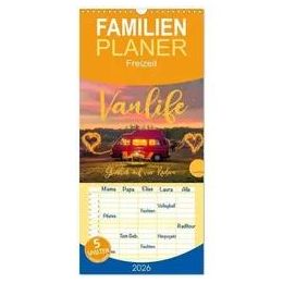 Familienplaner 2026 - Vanlife - Gl&uuml;cklich auf vier R&auml;dern mit 5 Spalten (Wandkalender, 21 x 45 cm) Calvendo