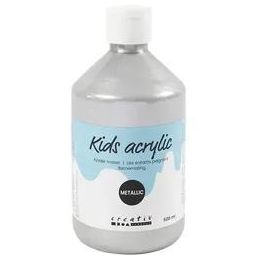 Creativ Company Acrylfarbe Metallic, Metallic, Silber, 500 ml/ 1 Fl.