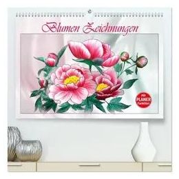 Calvendo Blumen-Zeichnungen (hochwertiger Premium Wandkalender 2026 DIN A2 quer), Kunstdruck in Hochglanz