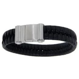 Armband Firetti "Schmuck Geschenk Lederarmband, Verschlu&szlig; gravierbar", schwarz (edelstahlfarben, schwarz), Armb&auml;nder, Damen, 21cm, Edelstahl, Armband