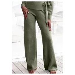Strickhose Lascana, Damen, Gr. 36/38, N-Gr, gr&uuml;n, Strick, Obermaterial: 52% Polyester, 44% Polyacryl, 4% Elasthan, meliert, unifarben, bequem lang, Hosen, mit Rippb&uuml;ndchen, Loungewear