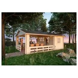 Skan Holz Gartenhaus SKANHOLZ "Alicante 2", beige (naturbelassen), Fu&szlig;boden im Gartenhaus, ohne Dacheindeckung, Holzwerkstoff, Gartenh&auml;user, Gartenhaus