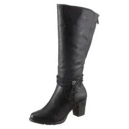 Stiefel Rieker, Damen, Gr. 36, XL-Schaft, schwarz, Lederimitat, unifarben, Schuhe Stiefel, Langschaftstiefel, mit Zierb&auml;nder, XL-Schaft