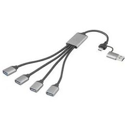Renkforce RF-6861934 USB-Hub 4 Port USB-A USB 3.0 5 GBit/s mit Aluminiumgeh&auml;use Grau RF-HUB-300