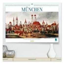 Calvendo M&uuml;nchen: In alten Stichen und Zeichnungen (hochwertiger Premium Wandkalender 2026 DIN A2 quer), Kunstdruck in Hochglanz