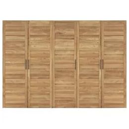 Kleiderschrank Home Affaire "Chamara", beige (natur), B:307cm H:218cm T:65cm, Schr&auml;nke, Kleiderschrank, aus massivem Eichenholz, in unterschiedlichen Breiten, H&ouml;he 218 cm