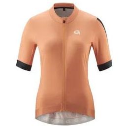 Radtrikot Gonso "PIANA", Damen, Gr. 36, pfirsich, 86% Polyester, 14% Elasthan, Rundhals, Trikots, Damen Radshirt kurzarm, atmungsaktives Fahrradtrikot mit R&uuml;ckentasche