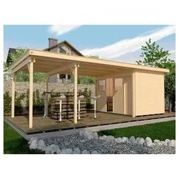 Gartenhaus Weka "225 B Gr.1", beige (naturbelassen), Fu&szlig;boden im Gartenhaus, ohne Dacheindeckung, Massivholz, Gartenh&auml;user, Gartenhaus