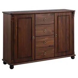 Kombikommode OTTO HOME "Tessin; Buffetunterschrank, klassischer Landhausstil", braun (dunkelbraun), B:128cm H:88cm T:38cm, Sideboards, Kombikommode, aus massiver, FSC-zertifizierter Kiefer, 128cm breit