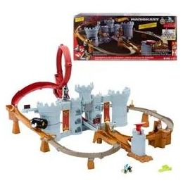 Hotwheels Hot Wheels Mario Kart Bowsers Festung Trackset mit Die-Cast-Kamek Spielzeugfahrzeug im Ma&szlig;stab 1:64 und Platz zur Aufbewahrung