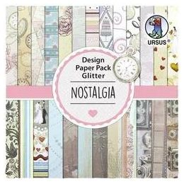 URSUS Spezialpapiere Design Paper Pack Glitter Nostalgia, 30 Blatt