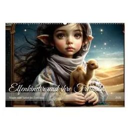 Elfenkinder und ihre Freunde - Magie und Natur im Einklang (Wandkalender 2026 DIN A2 quer), Calvendo Monatskalender