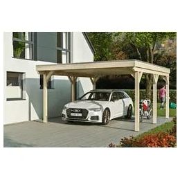 Skan Holz Einzelcarport SKANHOLZ "Grunewald", beige (natur), B/H/T: 395cm x, Carports, mit Aluminiumdach