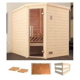 Sauna Weka "Turku Eck 1", beige (natur), ohne Ofen, (ohne Ofen), Saunen, ohne Ofen