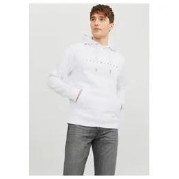 Jack & Jones Kapuzensweatshirt JACK & JONES "JJESTAR mit 3D-Print und Kapuze f&uuml;r vielseitige Anl&auml;sse", Herren, Gr. 3XL, wei&szlig;, angeraute Sweatware, Obermaterial: 70% Baumwolle, 30% Polyester, bedruckt, relaxed fit normal, Rundhals, Rippb&uuml;ndchen, Sweatshirts, Baumwollmischung, relaxed fit