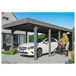 Skan Holz Einzelcarport SKANHOLZ "Friesland Set 2", grau (dunkelgrau), B/H/T: 221cm x, Carports