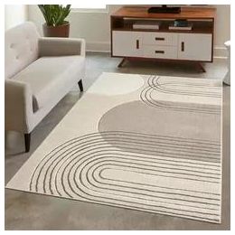 Teppich Carpet City "BONITO 7157", braun, B:140cm H:11mm L:200cm, Obermaterial: 100% Polypropylen, Teppiche, Teppich, L&auml;ufer, Flachflor, Hochtief-Muster/ 3D-Effekt, Geo-Muster, Wohnzimmer