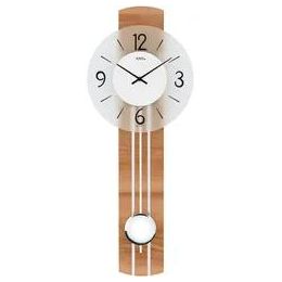 Pendelwanduhr AMS "W7263", beige (kernbuchefarben), Wanduhren, B/H/L: 23cm x 7cm x 60cm, Quarzuhr,Holzgeh&auml;use,Esszimmer,Wohnzimmer,Made in Germany