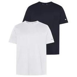 T-Shirt Champion, Herren, Gr. L, wei&szlig; (wht, nny), Jersey, Obermaterial: 100% Baumwolle, unifarben, normal, Rundhals, Shirts T-Shirt, Basic Shirt, Doppelpack