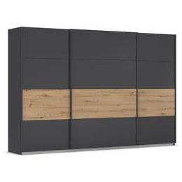 Schwebet&uuml;renschrank Rauch "Kleiderschrank Schrank Garderobe Ankleide Schlafzimmerschrank CORTONA", grau (graumetallic, eiche artisan), B:315cm H:210cm T:62cm, Holzwerkstoff, Schr&auml;nke, Schwebet&uuml;renschrank, inkl. Inneneinteilung, 2 Stoffboxen extra Einlegeb&ouml;den MADE IN GERMANY