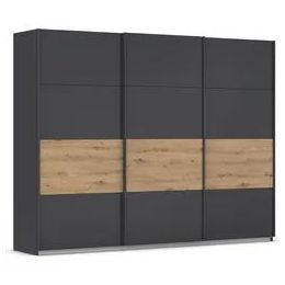 Schwebet&uuml;renschrank Rauch "Kleiderschrank Schrank Garderobe Ankleide Schlafzimmerschrank CORTONA", grau (graumetallic, eiche artisan), B:271cm H:210cm T:62cm, Holzwerkstoff, Schr&auml;nke, Schwebet&uuml;renschrank, inkl. Inneneinteilung, 2 Stoffboxen extra Einlegeb&ouml;den MADE IN GERMANY