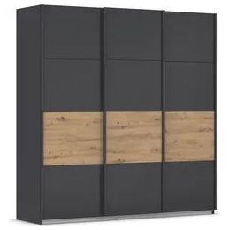 Schwebet&uuml;renschrank Rauch "Kleiderschrank Schrank Garderobe Ankleide Schlafzimmerschrank CORTONA", grau (graumetallic, eiche artisan), B:203cm H:210cm T:62cm, Holzwerkstoff, Schr&auml;nke, Schwebet&uuml;renschrank, inkl. Inneneinteilung, 2 Stoffboxen extra Einlegeb&ouml;den MADE IN GERMANY