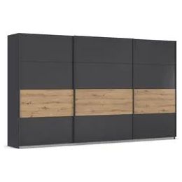 Schwebet&uuml;renschrank Rauch "Kleiderschrank Schrank Garderobe Ankleide Schlafzimmerschrank CORTONA", grau (graumetallic, eiche artisan), B:360cm H:210cm T:62cm, Holzwerkstoff, Schr&auml;nke, Schwebet&uuml;renschrank, inkl. Inneneinteilung, 2 Stoffboxen extra Einlegeb&ouml;den MADE IN GERMANY