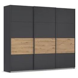 Schwebet&uuml;renschrank Rauch "Kleiderschrank Schrank Garderobe Ankleide Schlafzimmerschrank CORTONA", grau (graumetallic, eiche artisan), B:271cm H:229cm T:62cm, Holzwerkstoff, Schr&auml;nke, Schwebet&uuml;renschrank, inkl. Inneneinteilung, 2 Stoffboxen extra Einlegeb&ouml;den MADE IN GERMANY