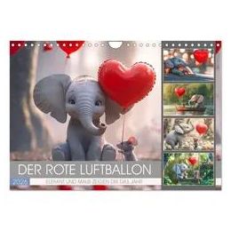 Der rote Luftballon - Elefant und Maus zeigen Dir das Jahr (Wandkalender 2026 DIN A4 quer), Calvendo Monatskalender