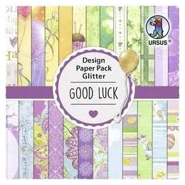 URSUS Spezialpapiere Design Paper Pack Glitter Good Luck, 30 Blatt