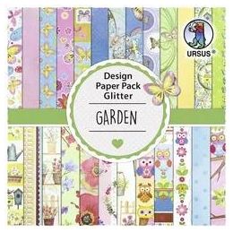 URSUS Spezialpapiere Design Paper Pack Glitter Garden, 30 Blatt