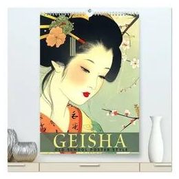 Calvendo Geisha - Old School Poster Style (hochwertiger Premium Wandkalender 2026 DIN A2 hoch), Kunstdruck in Hochglanz