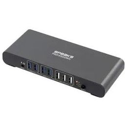 SpeaKa Professional SP-KVM-2P4K 2 Port KVM-Umschalter Grau (matt) HDMI&reg;, USB-A (USB 3.2 Gen 1), USB-A (USB 2.0), USB-C&reg; PD, RJ45