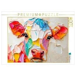 Calvendo Puzzle Buntes Kalb. Zauberhaftes Rinder-Portrait 1000 Teile Lege-Gr&ouml;&szlig;e 64x48cm Foto-Puzzle f&uuml;r gl&uuml;ckliche Stunden