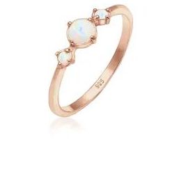 Fingerring Elli "Opal Rund Trio Vintage 925er Silber" Gr. 56, rosa (rosegold), Fingerringe, Damen, 56mm,mit Steinen, Silber 925 (Sterlingsilber), 1,5mm, Fingerring